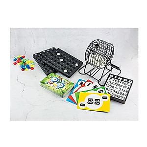 Kovot Complete Bingo Set | includes Metal Cage, (75) Numbered Balls, Master Board, (50) Bingo Cards, (400) Color Chips + Bonus Travel Calling Cards