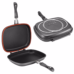 Grill Pan Frying Double Side With Antiburn Handle: Kitchen Supplies Pot (32Cm 12.6In)