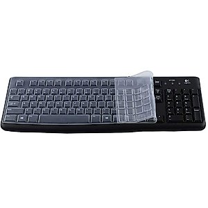 Ultra Thin Desktop PC Silicone Clear Keyboard Cover Skin Protector Compatible with Logitech K120 MK120 Keyboard (NOT Compatible for Other Desktop Keyboards) - Transparent