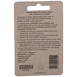 Conair Incandescent Mirror Replacement Bulbs, 20W, 1 Clear & 1 Blue