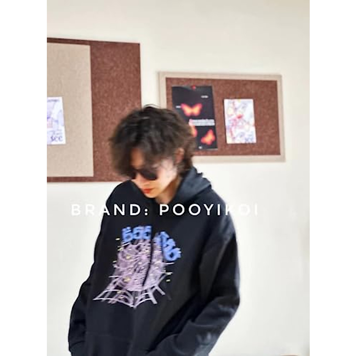 Hip Hop Spider Web Print Hoodie Men Women Spider Sweatshirts Pullover Y2k Clothes Sudaderas Tops (black,M,Medium)