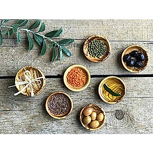 Tubibu Olive Wood Mini Bowls Set of 6 Handmade Bowls, Handcrafted Wooden Mini Bowls