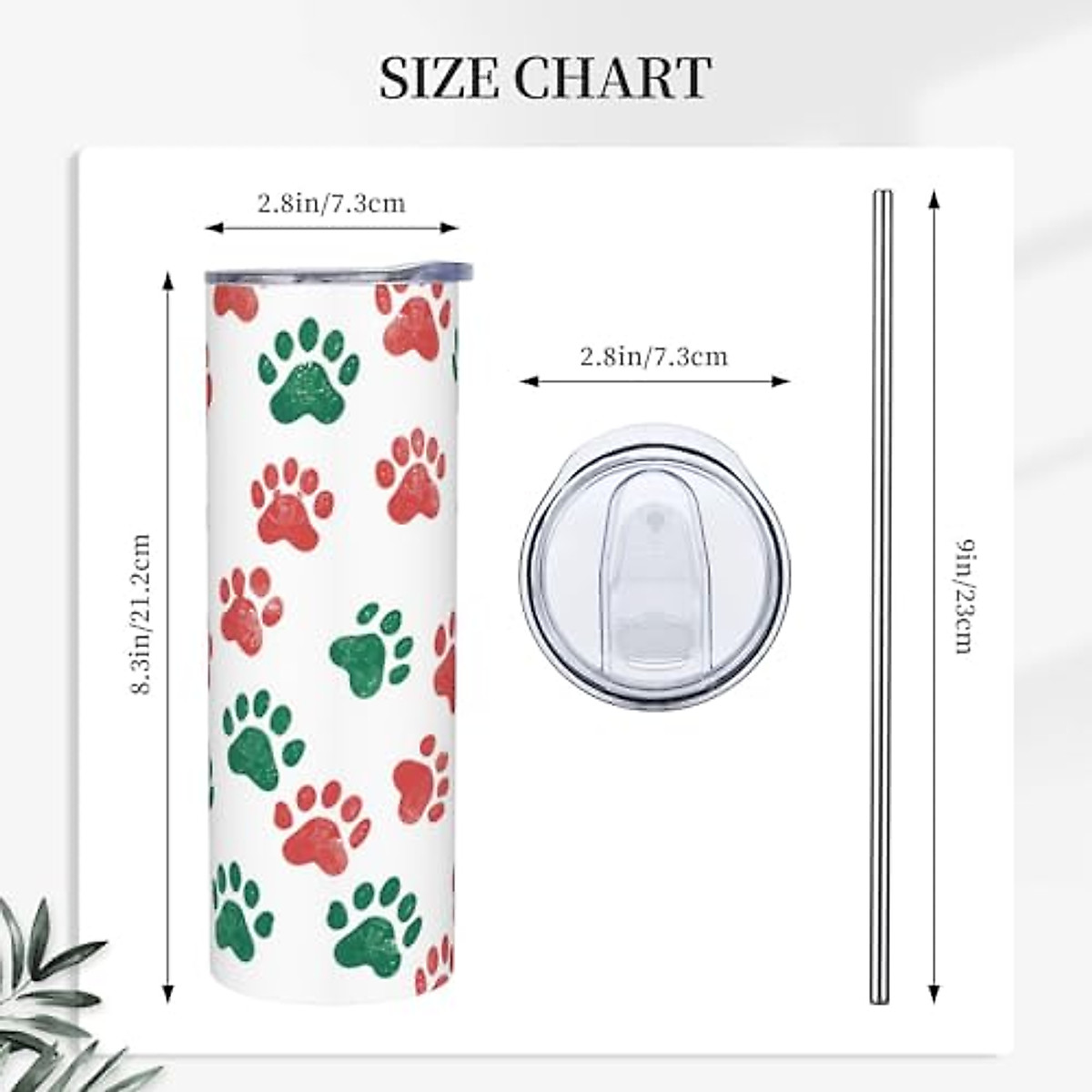 Tangopi Pink Teal Paw 20 oz Tumbler with Lid and Straw Insulated Travel Coffee Mug Reusable Spill Proof Coffee Cups Stainless Steel Water Bottle for Hot and Cold Drinks