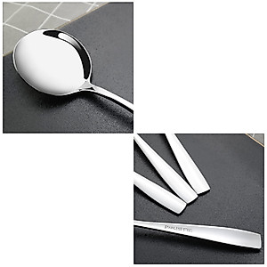 Nicesh 16-Piece Stainless Steel Round Soup Spoons, Round Bouillon Spoons