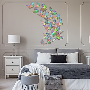 120 Pieces 5 Styles 3D Butterfly Birthday Party Decorations 3 Sizes Butterfly Wall Decals Sticker for Girls Baby Shower Weddings Themed Party (Holographic White)