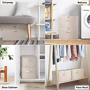 Homaisson 2-Pack Shoe Storage Organizer for Closet, Large Shoe Box Storage + 3 Pack Bed sheet organizers and storage, Foldable Sheet Set Organizers for Linen Closet (Khaki+Black)