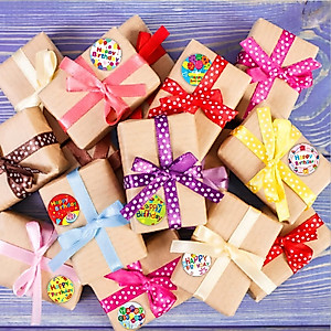 Hokoad Happy Birthday Stickers Seals 1" 500Pcs in 1Roll for Birthday Décor Party Supplies School Cards Sealing, 8 Designs Envelope Sealing Gift Wrap (1inch, D)