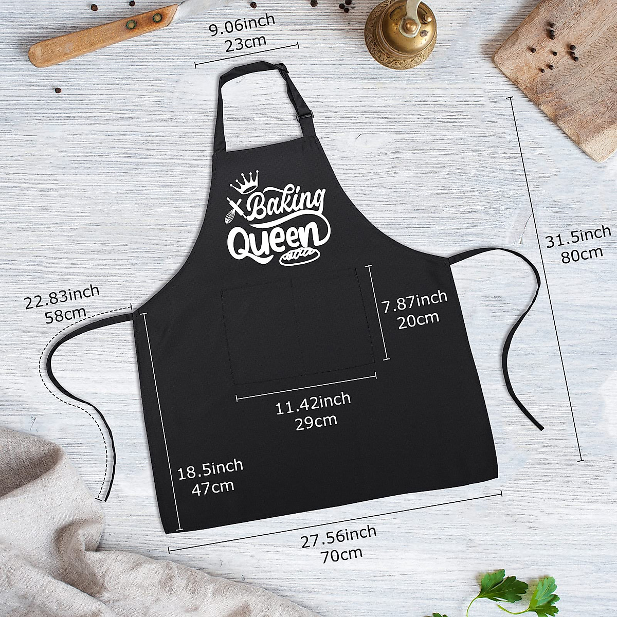 Rosaritha Aprons for Women with Pockets Funny Aprons Baking Queen, Kitchen Cooking Chef Apron Gifts for Mother's Day, Birthday, Mom Wife Grandma Girlfriend Her