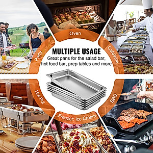 Mophorn Hotel Pans Full Size 2.5 Inch Deep, Steam Table Pans 6 Pack, 22 Gauge/0.8mm Thick Stainless Steel Hotel Pan Anti Jam Steam Table Pan
