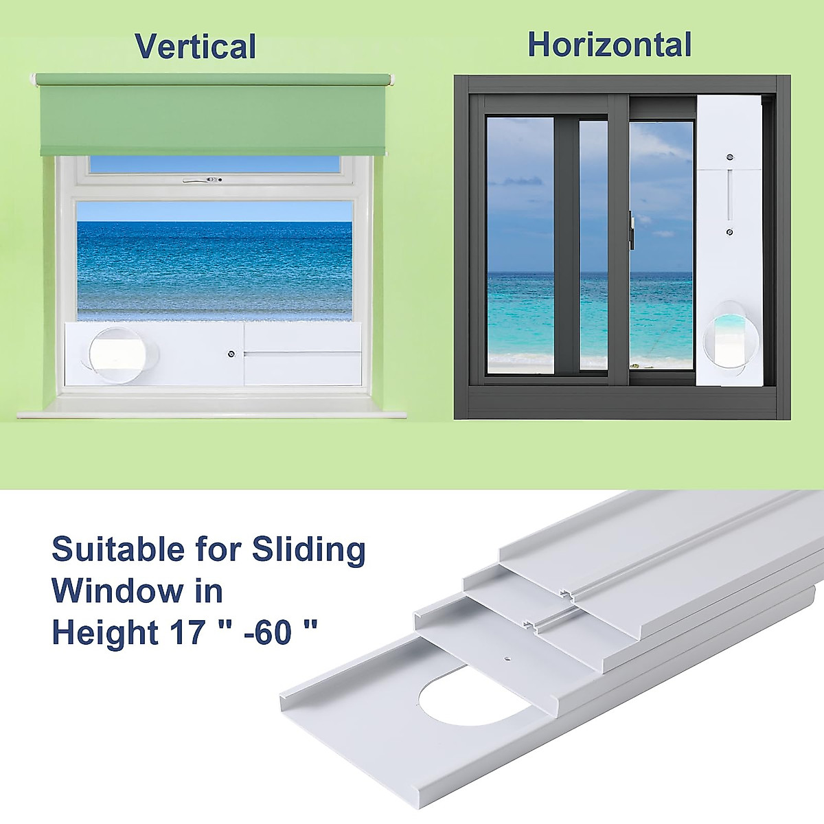 Portable Air Conditioner Window Vent Kit with 5.9” Exhaust Hose & Coupler, Upgraded Seamless AC Vent Kit, Adjustable Universal Window Seal Plates Kit for Sliding Window