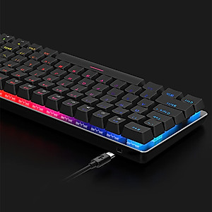 FIRSTBLOOD ONLY GAME. AK33 Geek RGB Mechanical Keyboard, 82 Keys Layout, Black Switches, LED Backlit, Aluminum Portable Wired Gaming Keyboard, Pluggable Cable, for Games Work and Daily Use, Black