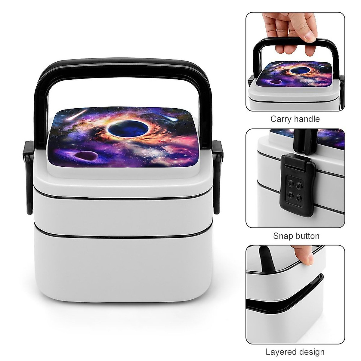Big Bang Solar System Planet Lunch Box Adult Double Layer Bento Box Leak Proof Travel Containers with Spoon for Hot Food Office