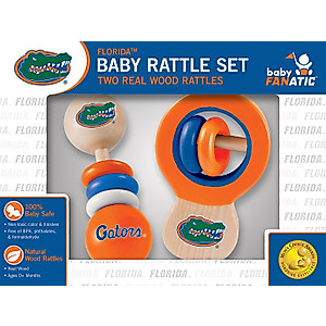 BabyFanatic Wood Rattle 2 Pack - NCAA Florida Gators - Officially Licensed Baby Toy Set