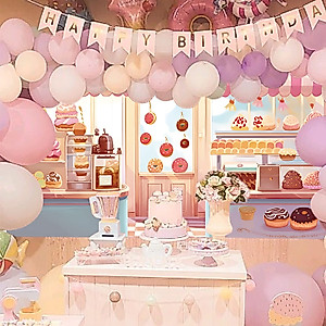 MAQTT Sweet Shop Backdrop Candy Princess Dessert Banner Shop Girl's Birthday Photography Background Children's Party Banner Baby Shower Donut Ice Cream Table Decoration 5x3ft