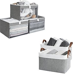 StorageWorks 3-Pack Closet Storage Bins with 2-Pack Rectangle Closet Baskets
