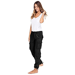 Skylinewears Women's Combat Cargo Tactical Work Trousers Wild 8 Pocket Casual Army Military Pant Black XL