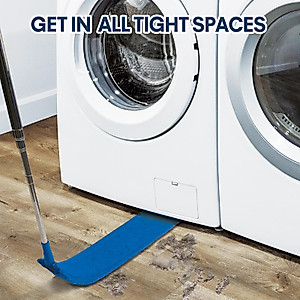 Retractable Gap Dust Cleaner with Extension Pole, Cleaning Tools with 3 Microfiber Dusting Cloths, Extendable Long Handle Duster for Cleaning Under Refrigerator Sofa Couch Bed Furniture Appliance Blue