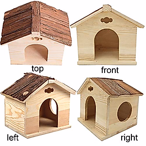 Hamiledyi Guinea Pig Wooden House, Chinchilla Space Natural House with Window Pets Large Hideout Play Hut for Gerbil Ferret Squirrel Rats Mice Hedgehog