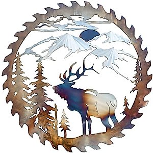 MEIJ-HC Metal Elk Wall Decor Deer Home Art Art Sculptures for Bedroom Living Room farmhouse school Wall Hanging Ornament Statues, 9.8 IN