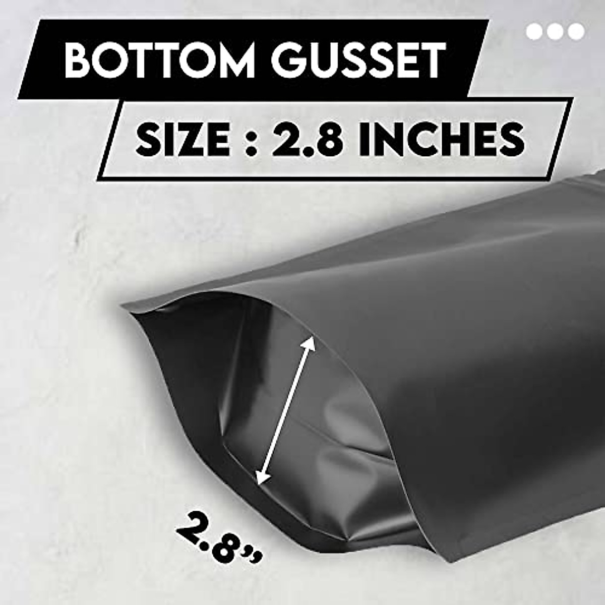 SPACE SEAL Matte Black Aluminum Mylar Bags (6.3x8.6 In - 100 Pcs), Reusable, Aluminum Sealing, Zipper Closure, Smell Proof, UV Protection, Food Storage