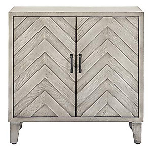 Amazon Brand – Stone & Beam Chevron Bar Cabinet, Light Gray Wood