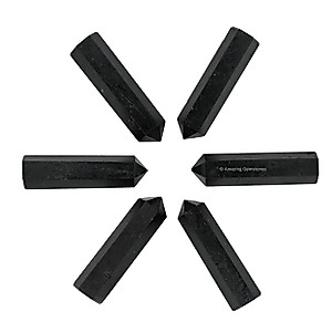 Black Tourmaline Crystal Points Bulk Healing Crystals and Stones - Pack of 3 Single Terminated Healing Wand Point Bulk Crystals for Crafts, Crystal Grid, DIY Work - Premium Crystals for Beginners Gift