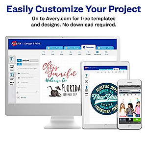 Avery Printable Stretchable Heat Transfer Paper for Light Fabrics, 8.5" x 11", Inkjet Printer, 5 Sheets (3302)