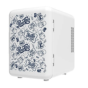 CURTIS MIS150PEP Pepsi Cola Retro, Mini Portable Compact Personal Fridge Cooler, 4 Liter Capacity Chills Six 12 oz Cans, 100% Freon-Free & Eco Friendly, 6, Blue/White