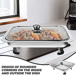 Happyyami Steel Buffet Chafing Pans Buffet Food Warmer Catering Food Warmers Rectangular Chafing Dish Buffet Serving Platters Party Pan Warmers Steam Pan Pallet Banquet Salad Stainless Steel