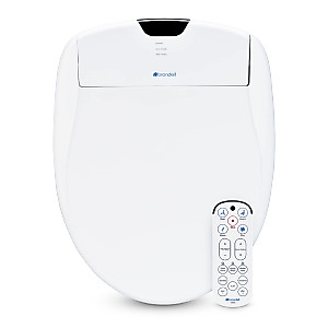 Brondell S1400-RW Swash 1400 Luxury Bidet Toilet Seat in Elongated White with Dual Stainless-Steel Nozzle Clean+, Endless Water-Warm Air Dryer-Nightlight, Round