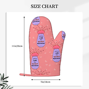 Funny Sayings Pink Oven Mitts Set of 2 Silicone Oven Gloves Heat Resistant for Kitchen Cooking BBQ Baking Grilling