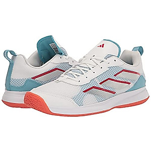 adidas Women's AvaFlash Tennis Shoe, White/Silver Metallic, 10