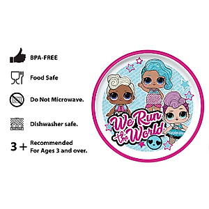 Zak Designs L.O.L. Surprise! Series Kids Plate, Bowl, Water Bottle & Flatware Set, Series 1-3 Characters, 5-piece set