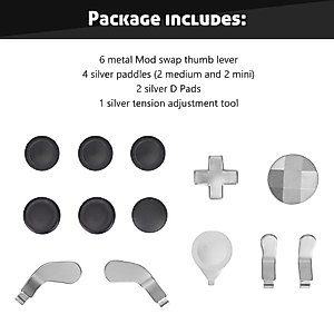 Game Repair Tools Kit for Xbox One Elite Series 2 Controller, Removable Design (6 Exchange Thumbsticks, 4 Paddles, 2 D Pads, 1 Tool), Controller Accessory Replacement Kit