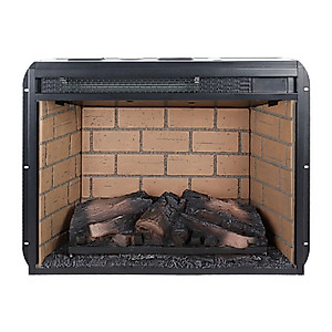 23 Inch 1500W Infrared Quartz Electric Fireplace Insert, Wood Log Version with Brick, 5018 BTU Electric Heater Fireplace with Remote Control & 4 Adjustable Brightness Settings for Indoor