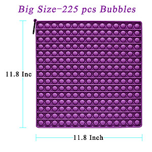 Jumbo Pop 225 Bubbles Big Pop Fidget Toy, Big Size Push Pop Sensory Toy, Cheap Blue Purple Rainbow Large Giant Huge Pops, Extra Large Square Stress Relief Autism Toy for Men and Women (Purple)