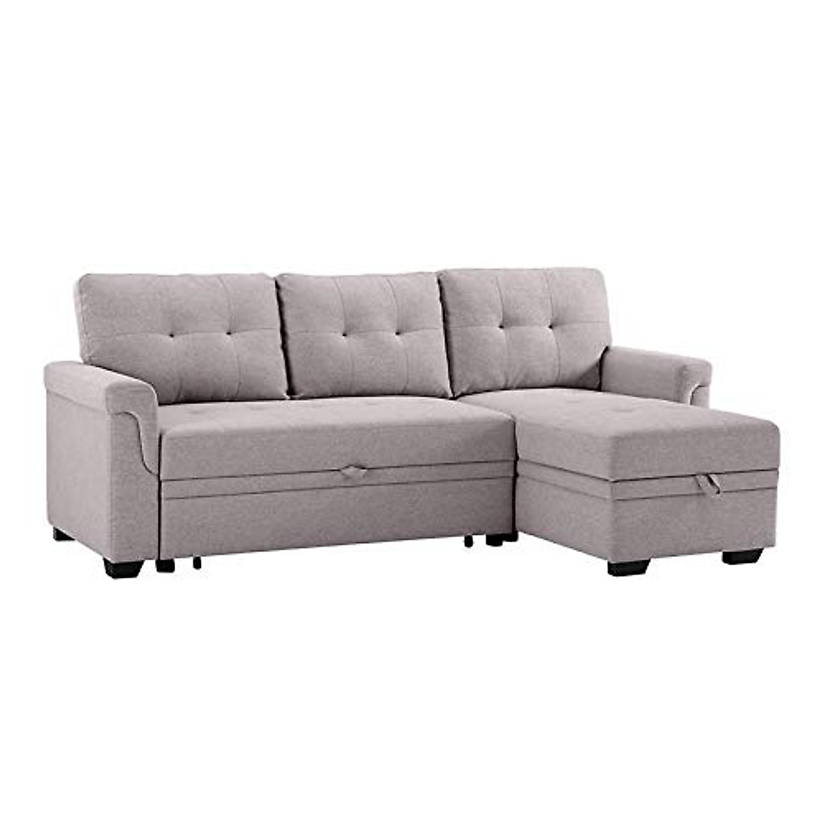 Pemberly Row Linen Reversible Sleeper Sectional in Light Gray