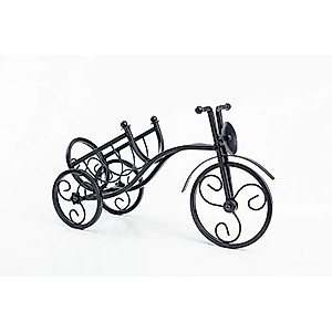 Asian Home Bicycle Wine Bottle Holder Desktop Bike Wine Rack Freestanding Countertop Bottle Holder for Wine Storage, Metal, Black Colored