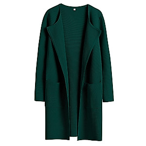 ANRABESS Women's Open Front Knit Lightweight Cardigan Casual Long Coatigan Sweater Lady Jacket Coat 2025 Fall Outerwear Opal Green Large