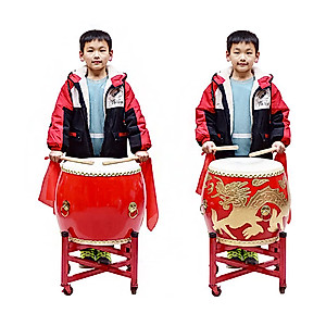 FFYUEEE Traditional National Musical Instrument, Cowhide Drum, Dragon Drum, Court Drum, War Drum, Bass Drum, Chinese Red Gong and Drum, 40-250Cm,A,40CM