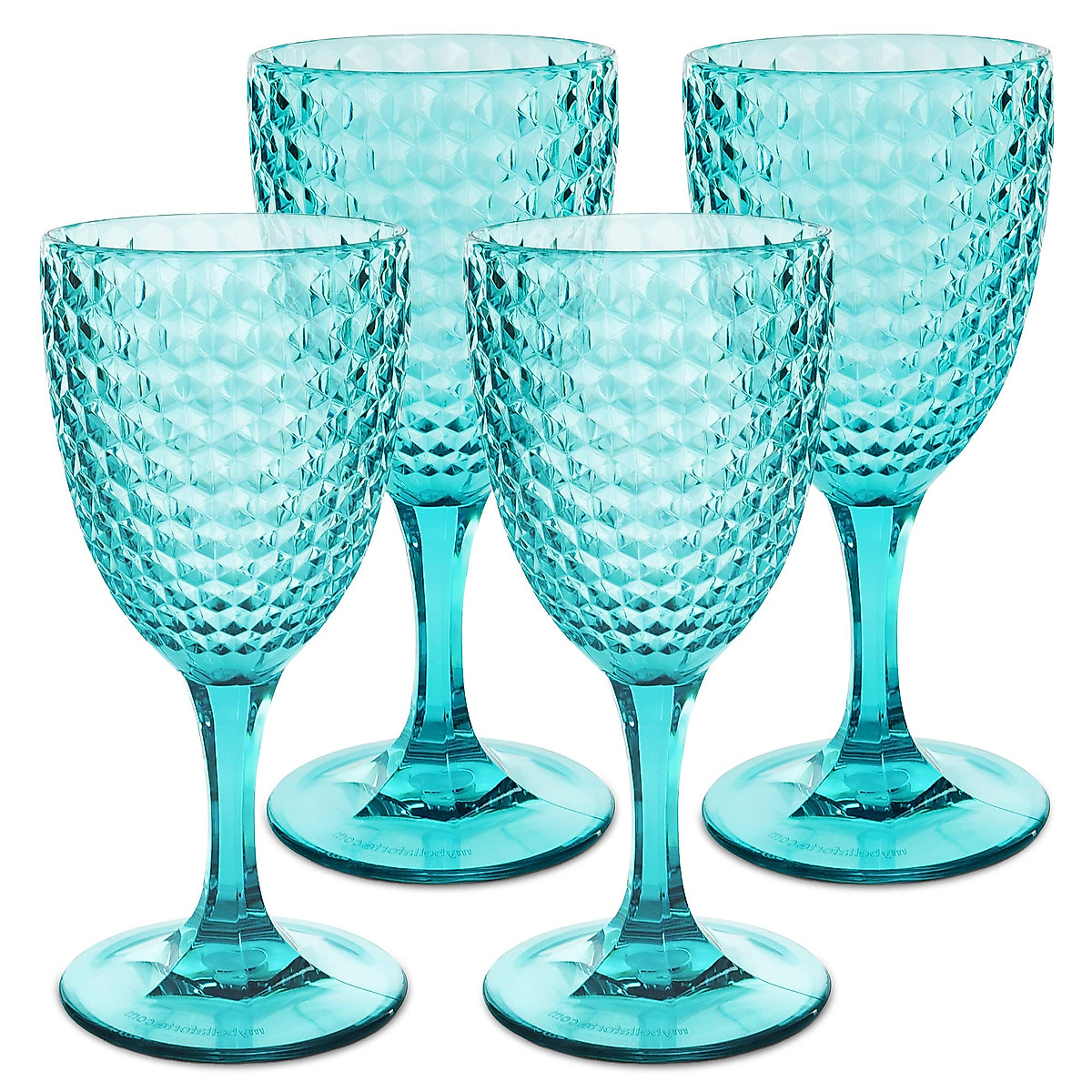 BELLAFORTE - Shatterproof Tritan Plastic Wine Glass, 12oz, set of 4, Laguna Beach Drinking Glasses - Unbreakable Glassware for Indoor and Outdoor Use - Reusable Drinkware (Blue)