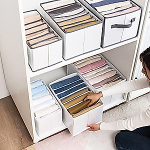 3 Set Cloth Drawer Organizer PVC Nylon Fabric Foldable Wardrobe Clothes Organizer Closet Compartment Dividers Clothes Collapsible Organization for T-shirt Jeans Pants (Gray)