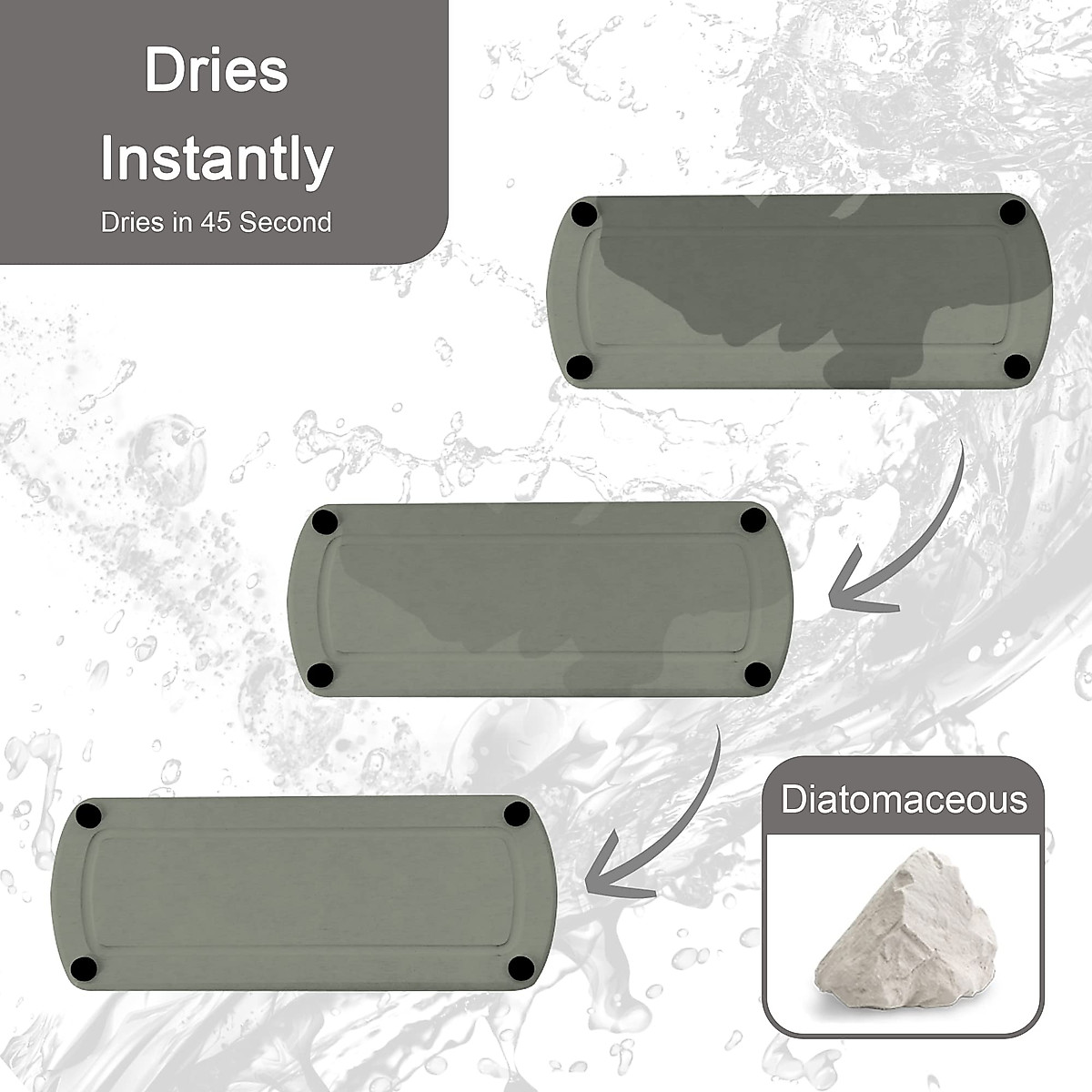 2 Pack - Kitchen Sink Organizer - Diatomaceous Earth Instant Dry Sink Organizer – Luxurious Sink Caddy Set for Bathroom and Kitchen – Stylish and Minimalist Soap and Sponge Caddy – Grey