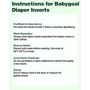 Babygoal Reusable Cloth Diaper Inserts Pack of 12, Absorbent & Breathable Liners, 3-Layer Microfiber Inserts for Cloth Diapers 12T