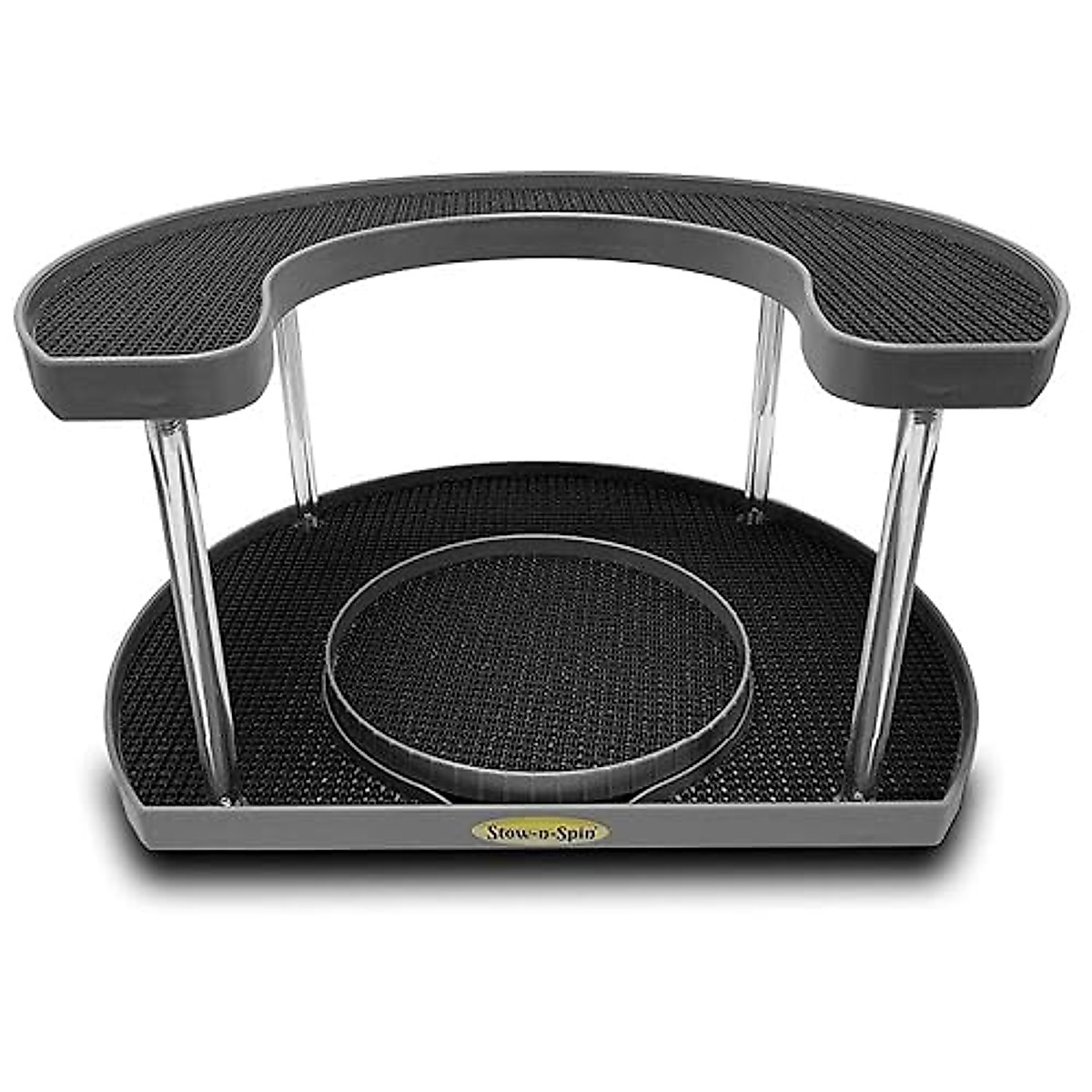 Spice Rack Organizer for Cabinet 2 Tier Lazy Susan Organizer Holds 40 Spice Jars with Double Spinner on Bottom Spice Shelf for Kitchen Pantry Organization and Storage by Stow-n-Spin Made in USA