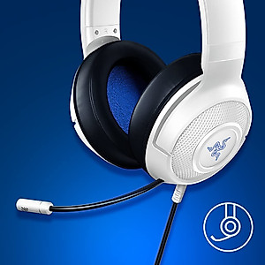 Razer Kraken X for Console - Wired Console Gaming Headset (Bendable Cardiod Microphone, Custom-Tuned 40 mm Drivers, 3.5 mm Connection, Oval Ear Cushions, Adjustable Headband) PlayStation White