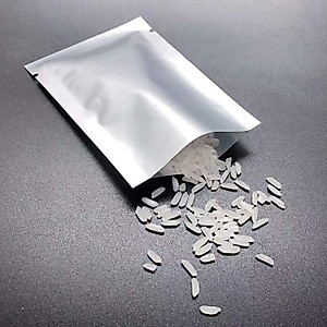 Markeny 200pcs Matte Sample Pack Flat Open Top Resealable Tear Notch Aluminum Foil Mylar Bags (2.4 x 3.5", Double-Sided Glossy)