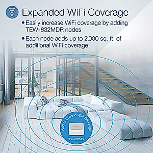 TRENDnet AC1200 WiFi EasyMesh Kit, Includes 2 x AC1200 WiFi Mesh Nodes, App-Based Setup Utility, Seamless WiFi Roaming, Beamforming, Supports 2.4GHz and 5GHz Devices, TEW-832MDR2K, White