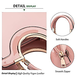LJOSEIND Patent Leather Handbags Designer Satchel Purses Top Handle Bags Structured Shoulder Bags for Women