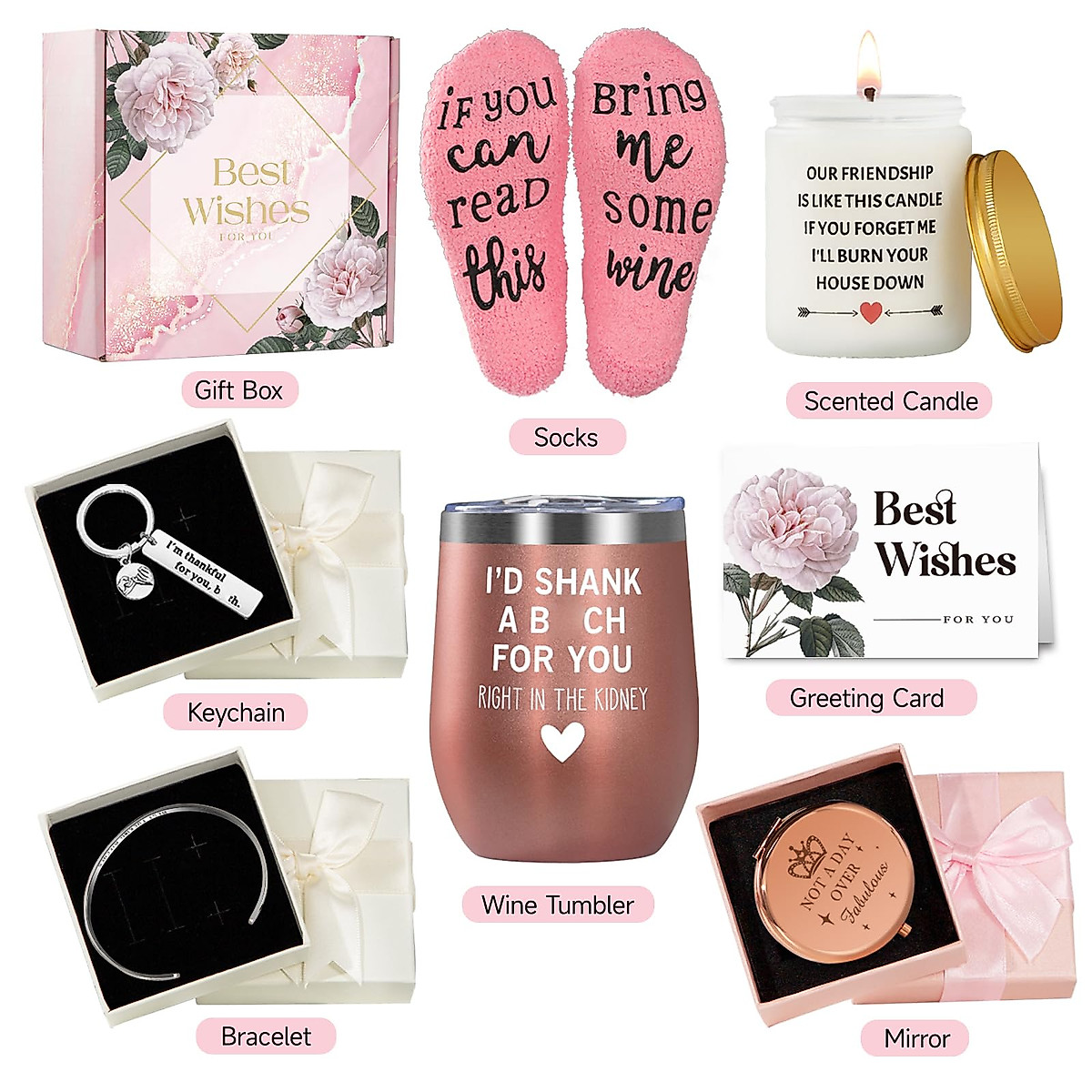 GiftPeak Sister Gifts from Sister - Sister Birthday Gift Ideas, Christmas Gifts for Sister, 8 Pieces Birthday Gifts from Sister, Unique Gifts for Sister Bestie Best Friends Soul Sister